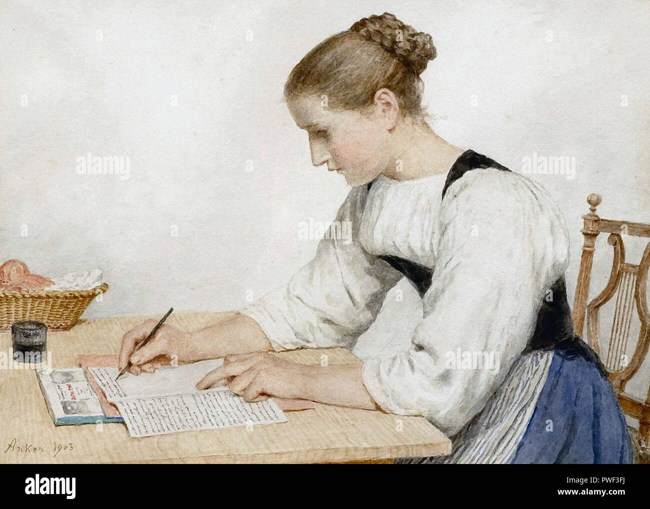 Anker Albert - Young Woman Writing a Letter Stock Photo - Alamy