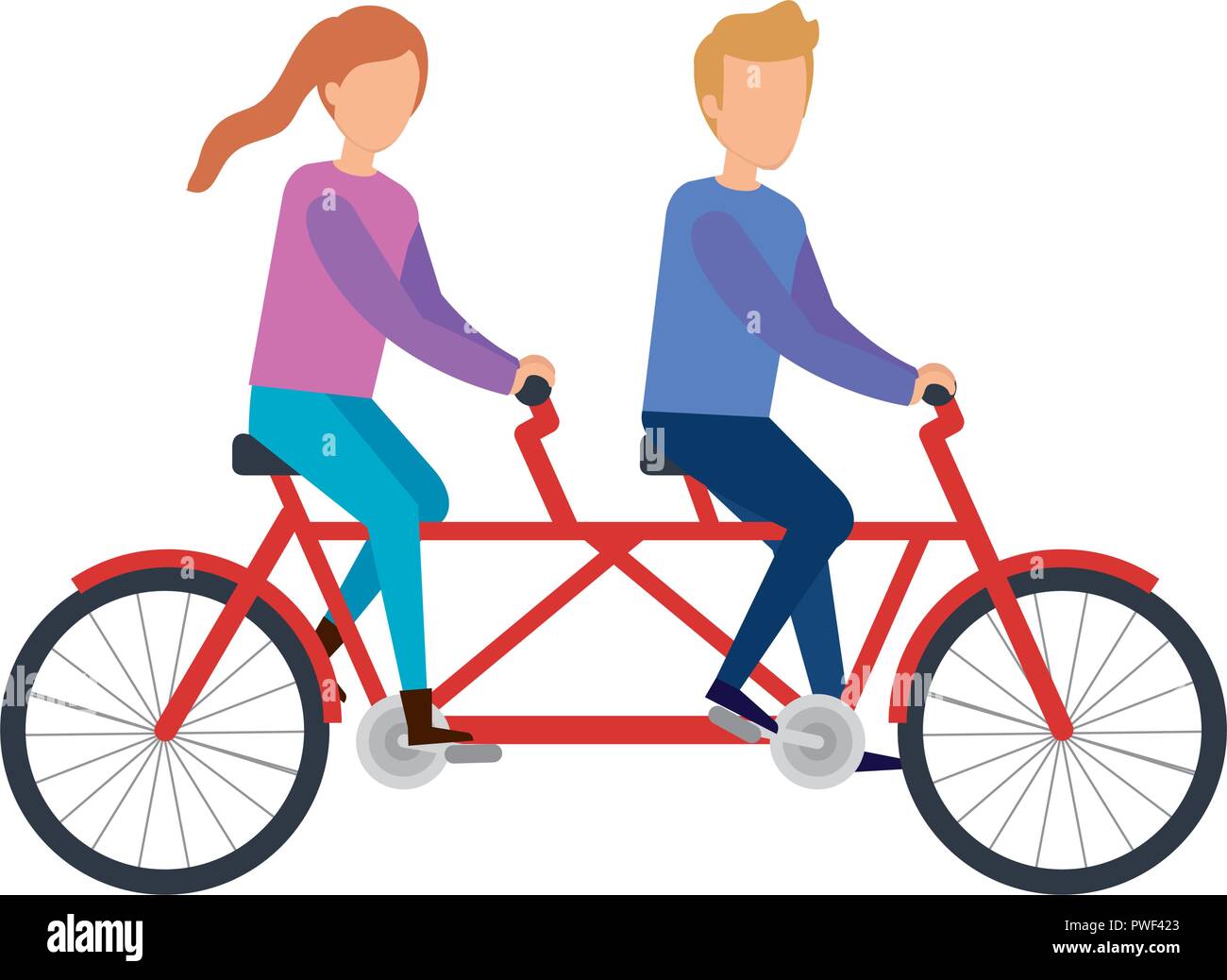couple ridding bicycle tandem vector illustration design Stock Vector ...
