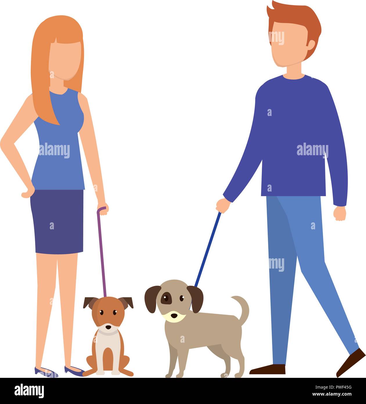 couple with dog characters vector illustration design Stock Vector ...