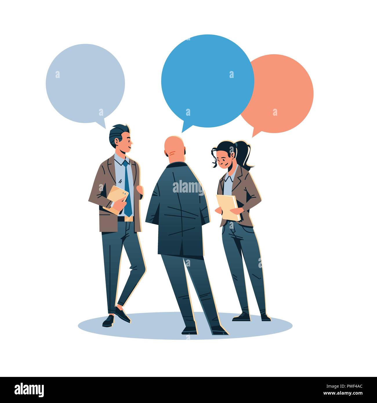 Three Conversations Business People Cartoons