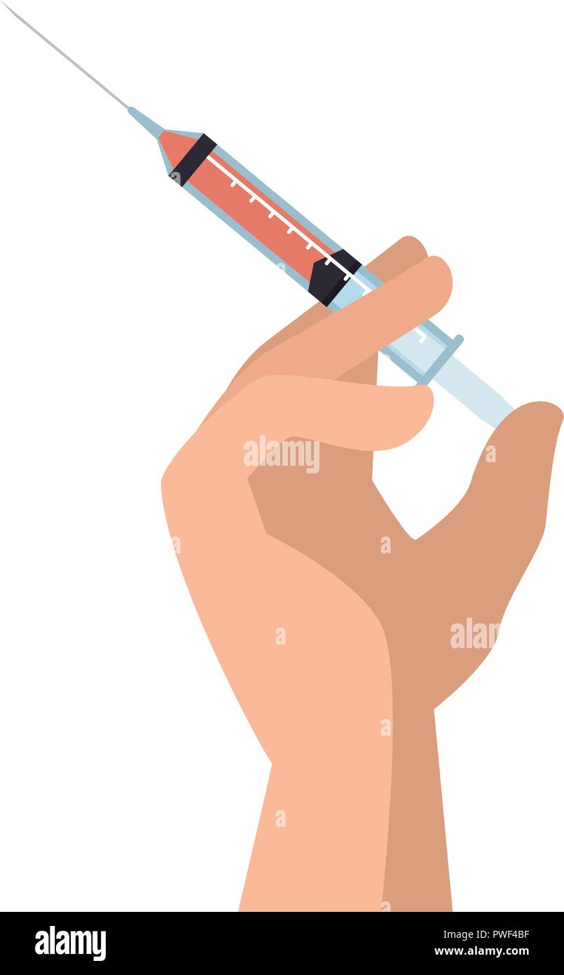 hand with injection and medication vector illustration design Stock ...