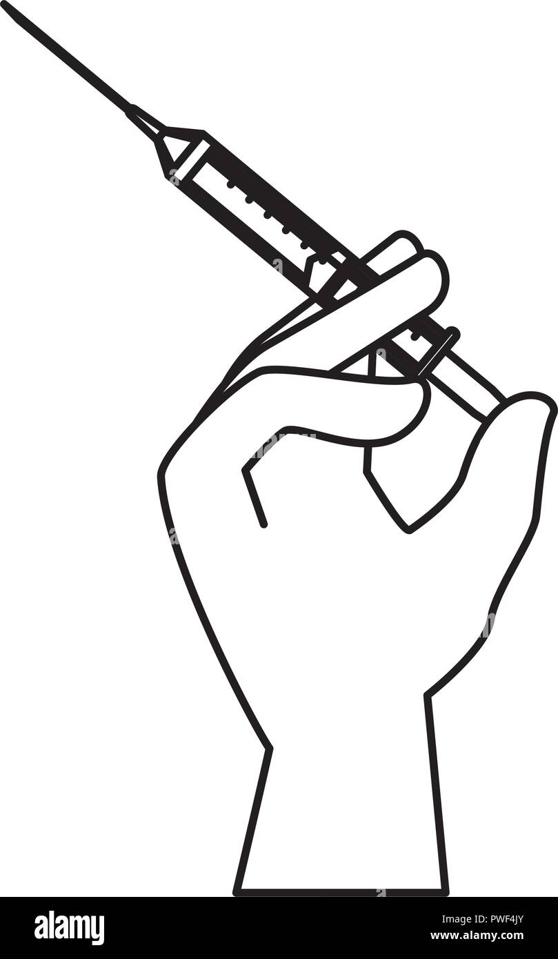 hand with injection and medication vector illustration design Stock ...