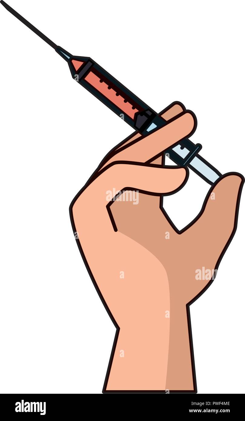 hand with injection and medication vector illustration design Stock ...