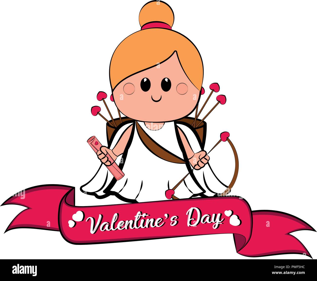 Cute cupid girl icon with bow and arrows Stock Vector Image & Art - Alamy