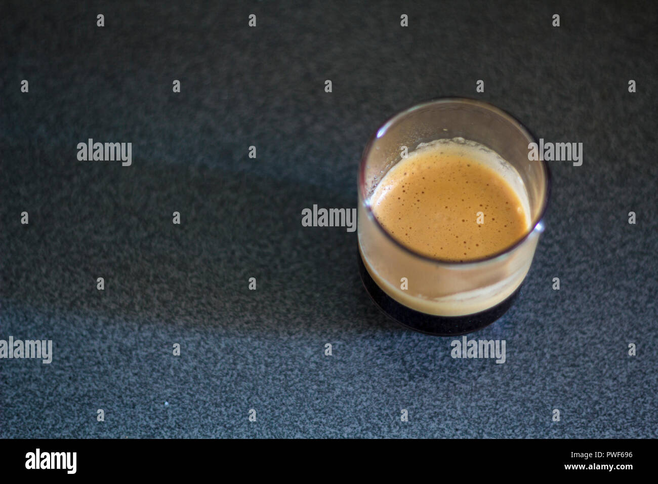 Top view of Espresso coffee with foam on a transparent cup Stock Photo ...