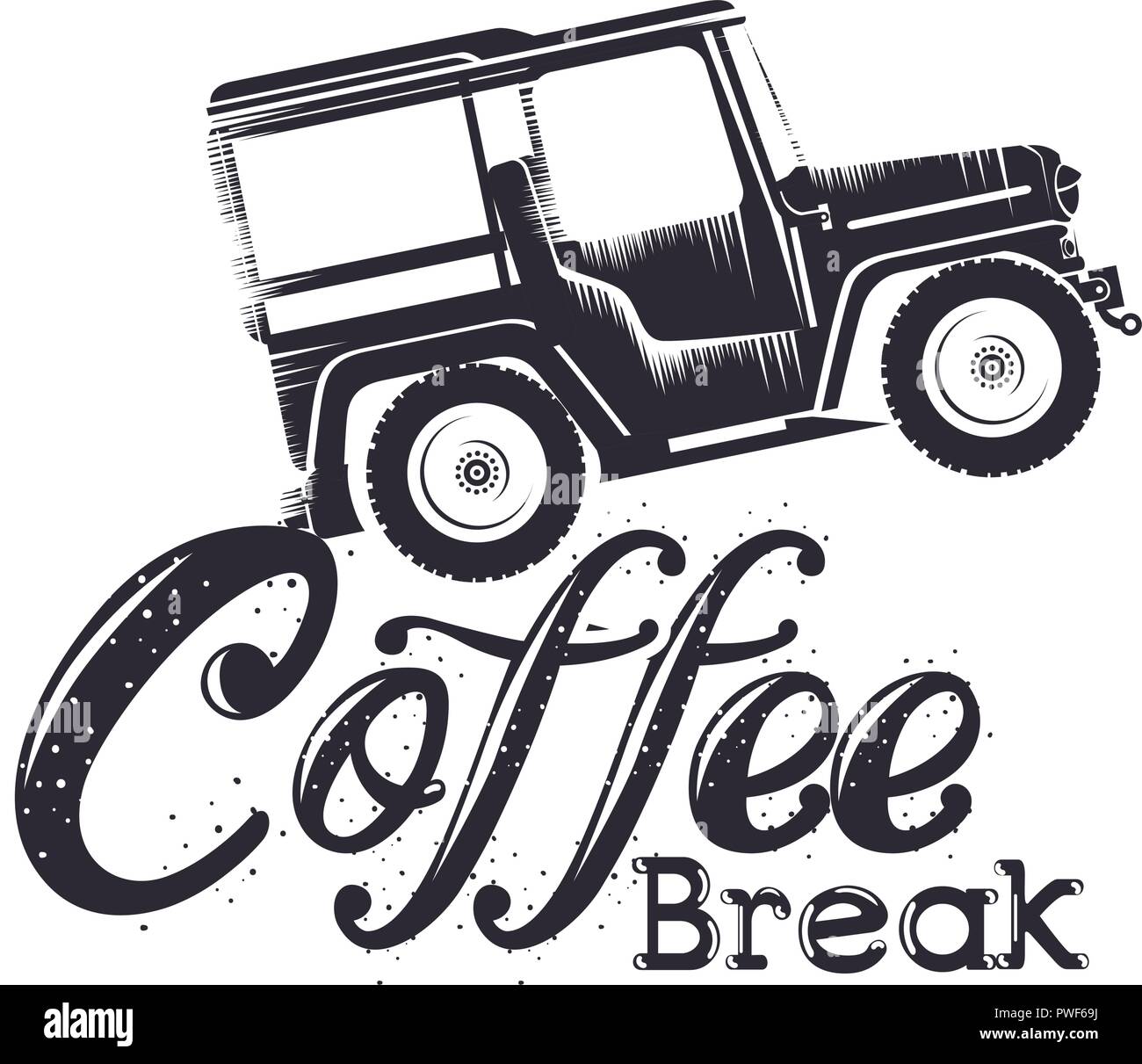 Coffee Break Label With Car Vector Illustration Design Stock Vector Image Art Alamy