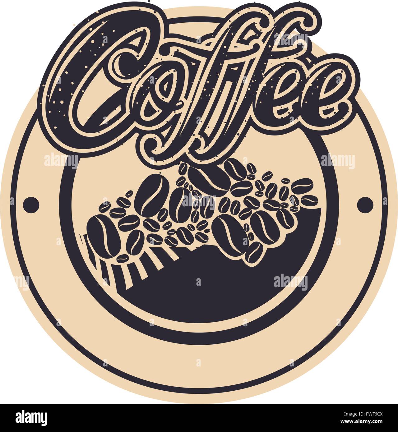 original coffee seal with grains vector illustration design Stock ...