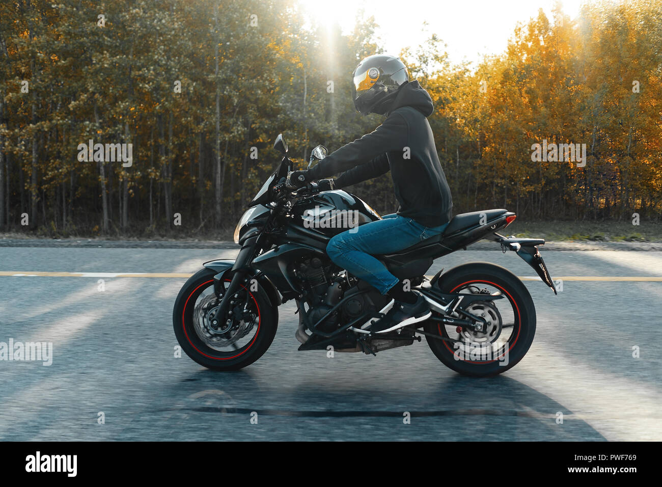 Motorcycle rider and fall color hi-res stock photography and images - Alamy