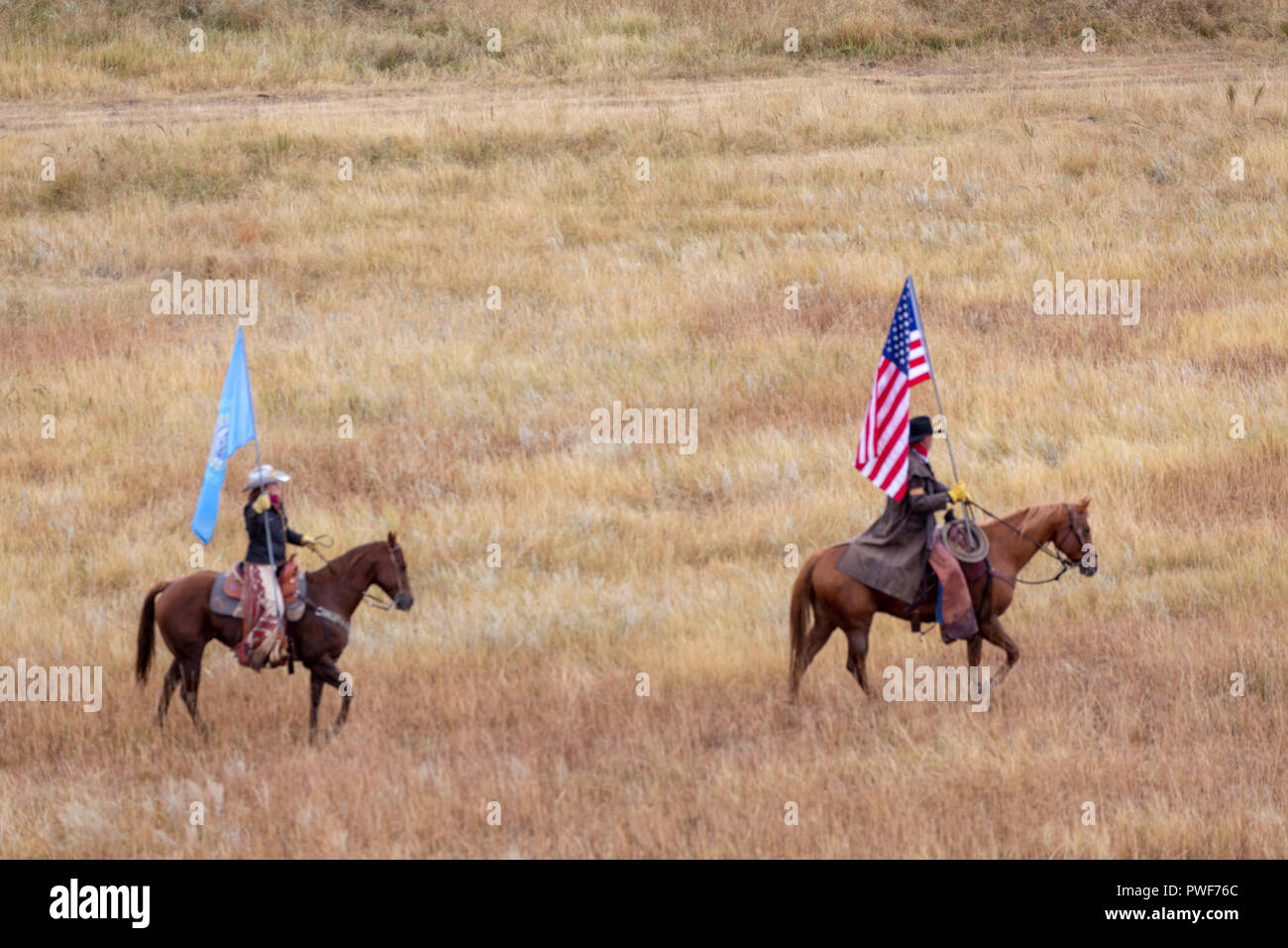 Flag bearers at the Buffalo Roundup in South Dakota Stock Photo - Alamy