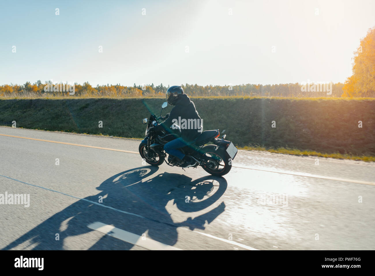 Motorcycle rider and fall color hi-res stock photography and images - Alamy