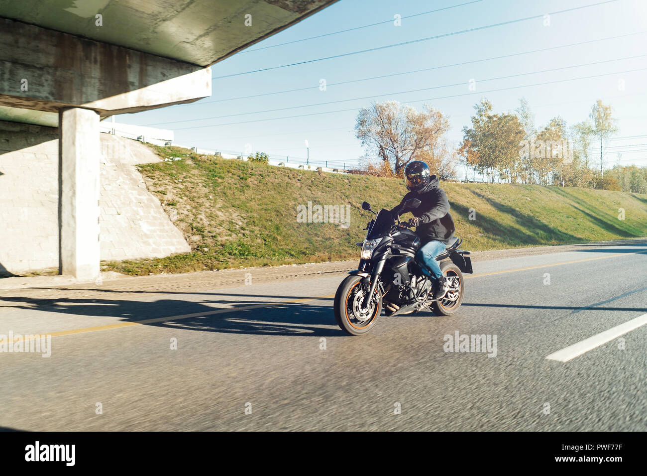 Motorcycle rider and fall color hi-res stock photography and images - Alamy