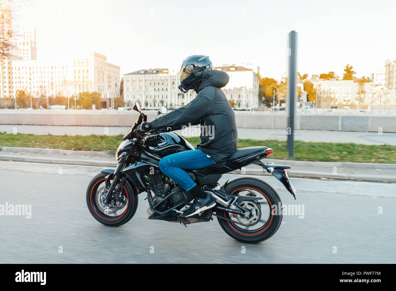 Motorcycle rider and fall color hi-res stock photography and images - Alamy
