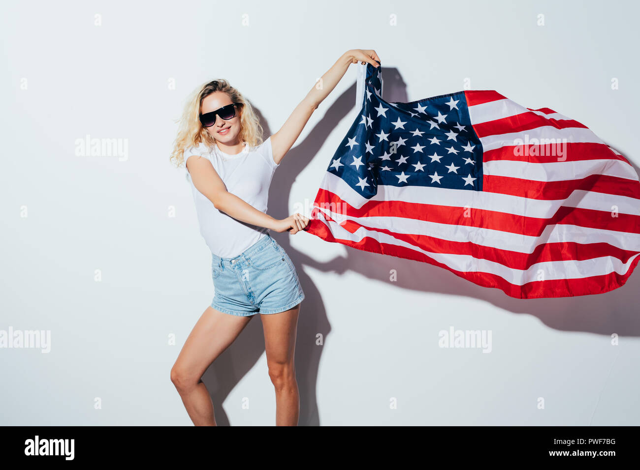 Woman American Flag High Resolution Stock Photography and Images - Alamy