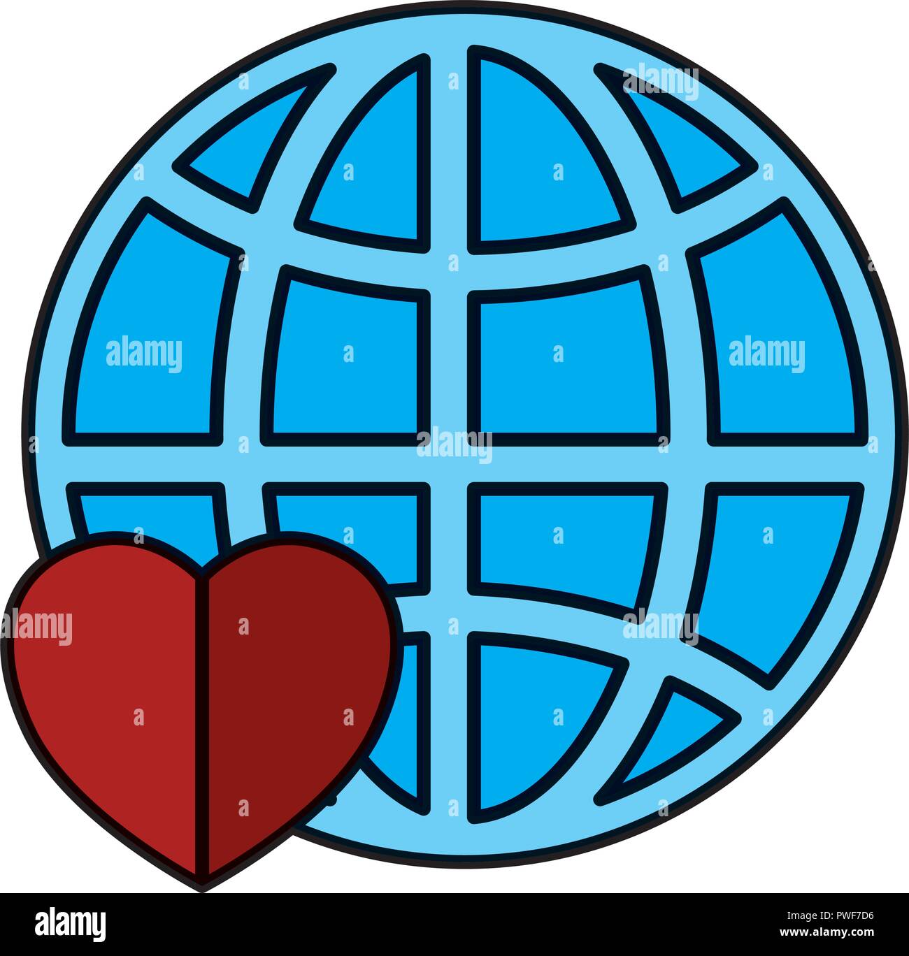 sphere planet with heart vector illustration design Stock Vector Image ...