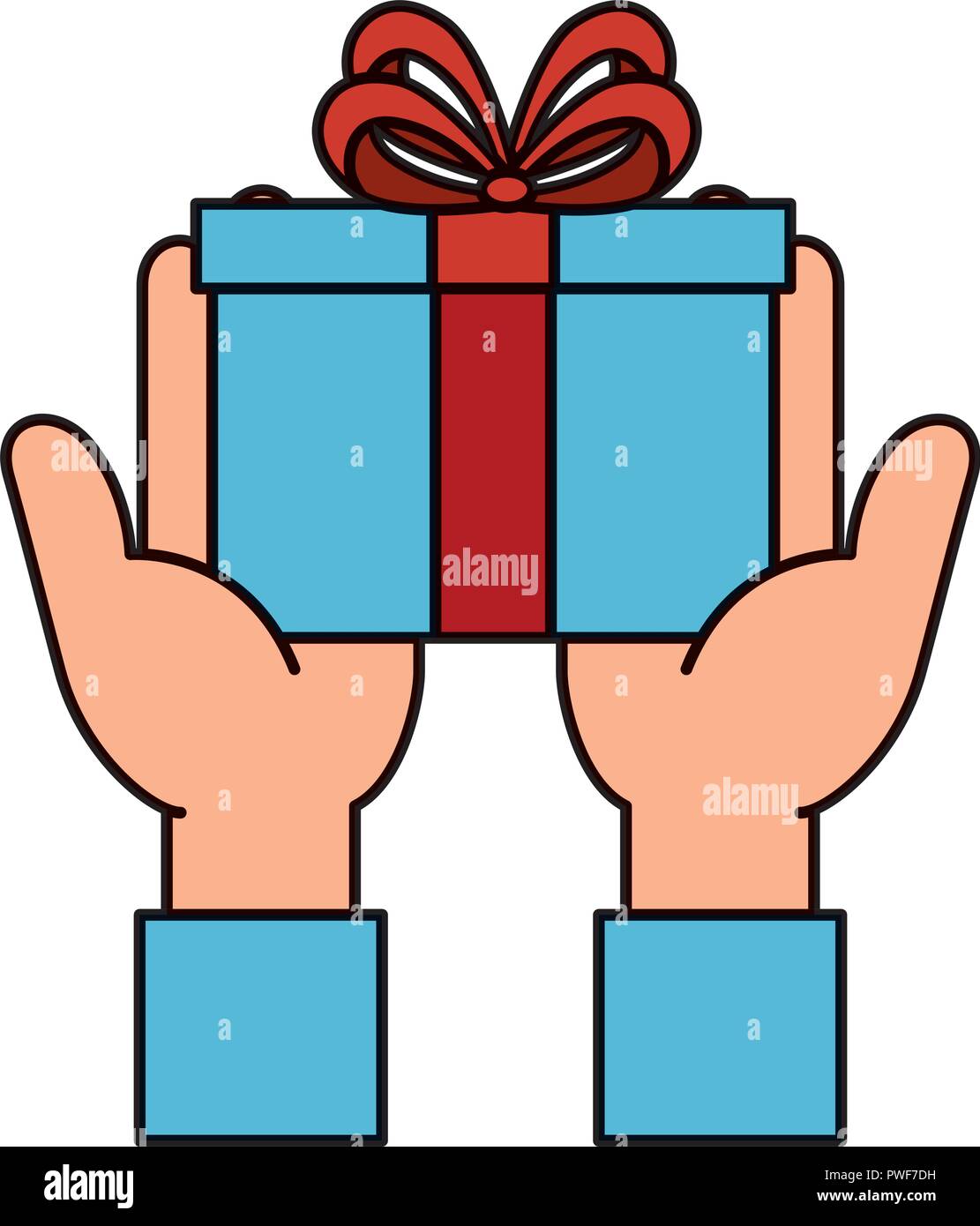 hands lifting gift box present vector illustration design Stock Vector ...