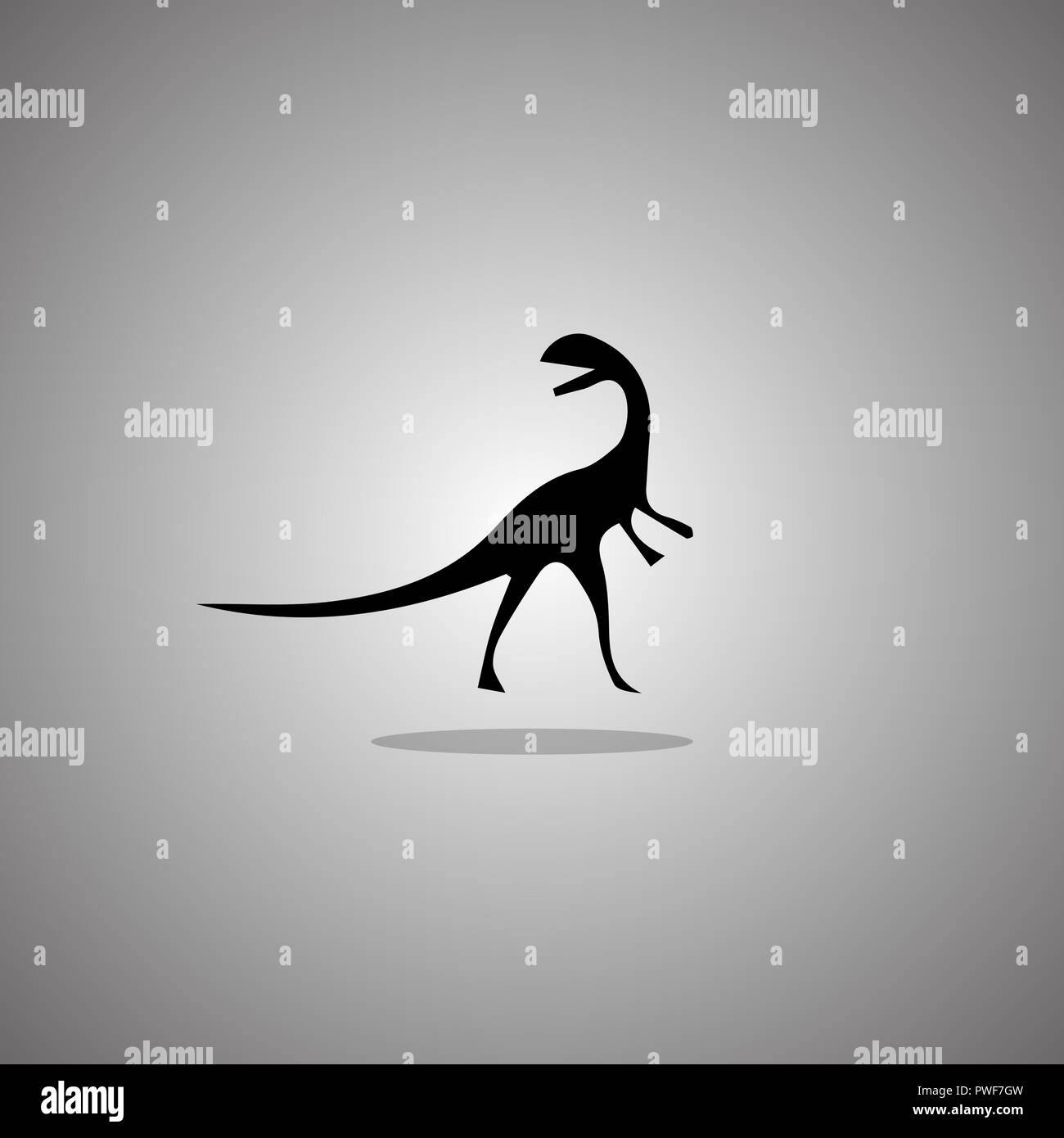 Silhouette of velociraptor on gray background with gradient. Vector ...