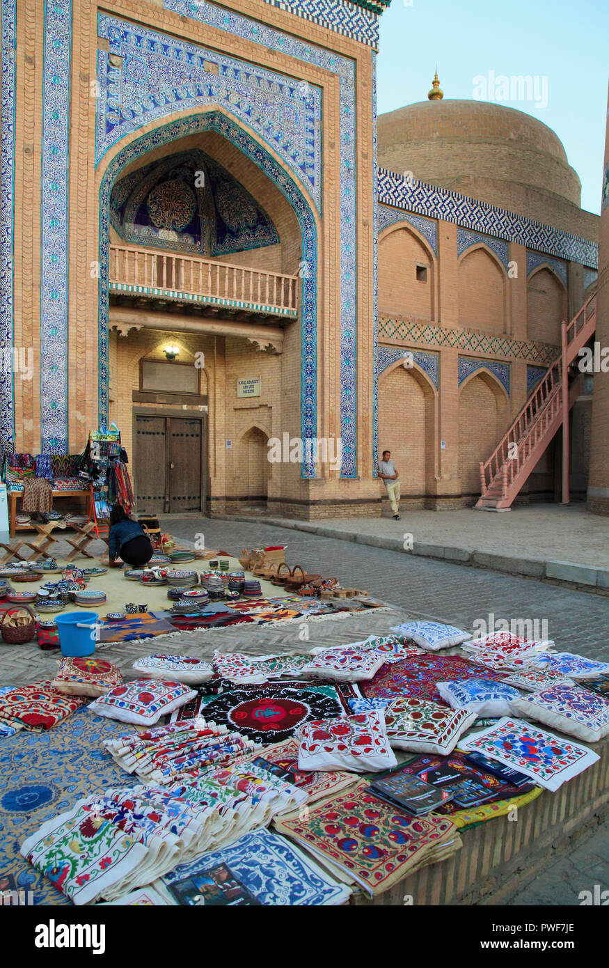 Uzbekistan, Khiva, Islam Khoja Complex, handicraft stall Stock Photo ...