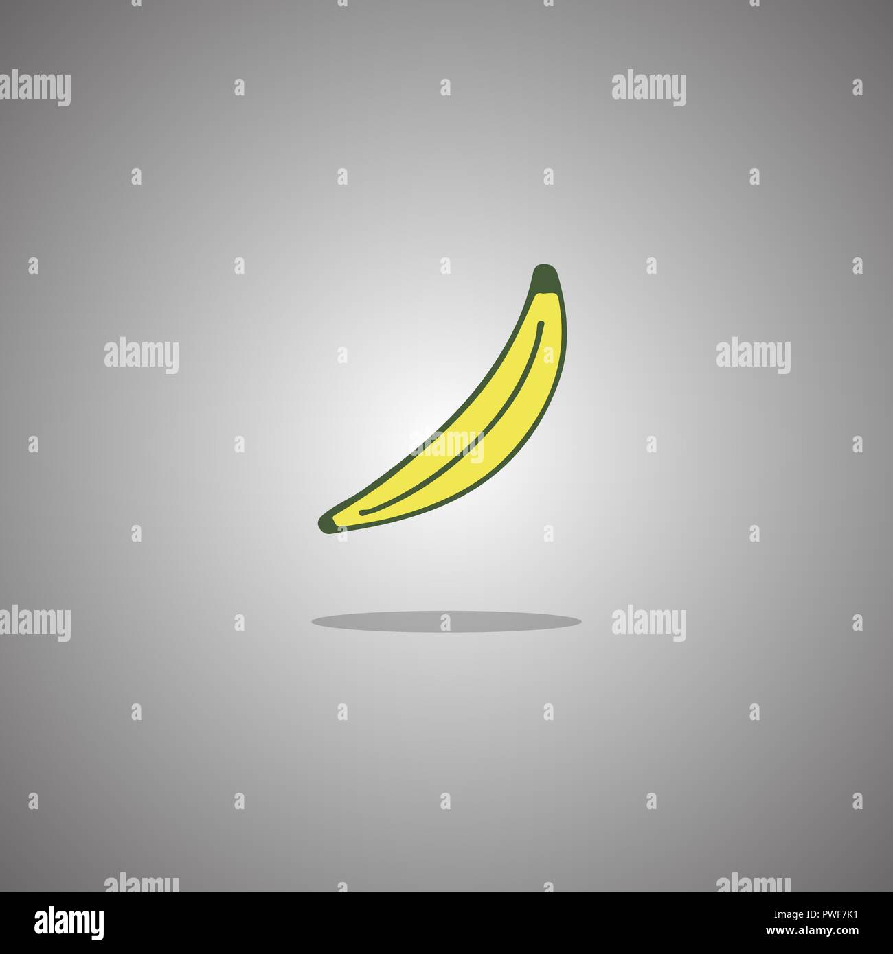 Banana on a gray background with a gradient. Vector illustration Stock ...