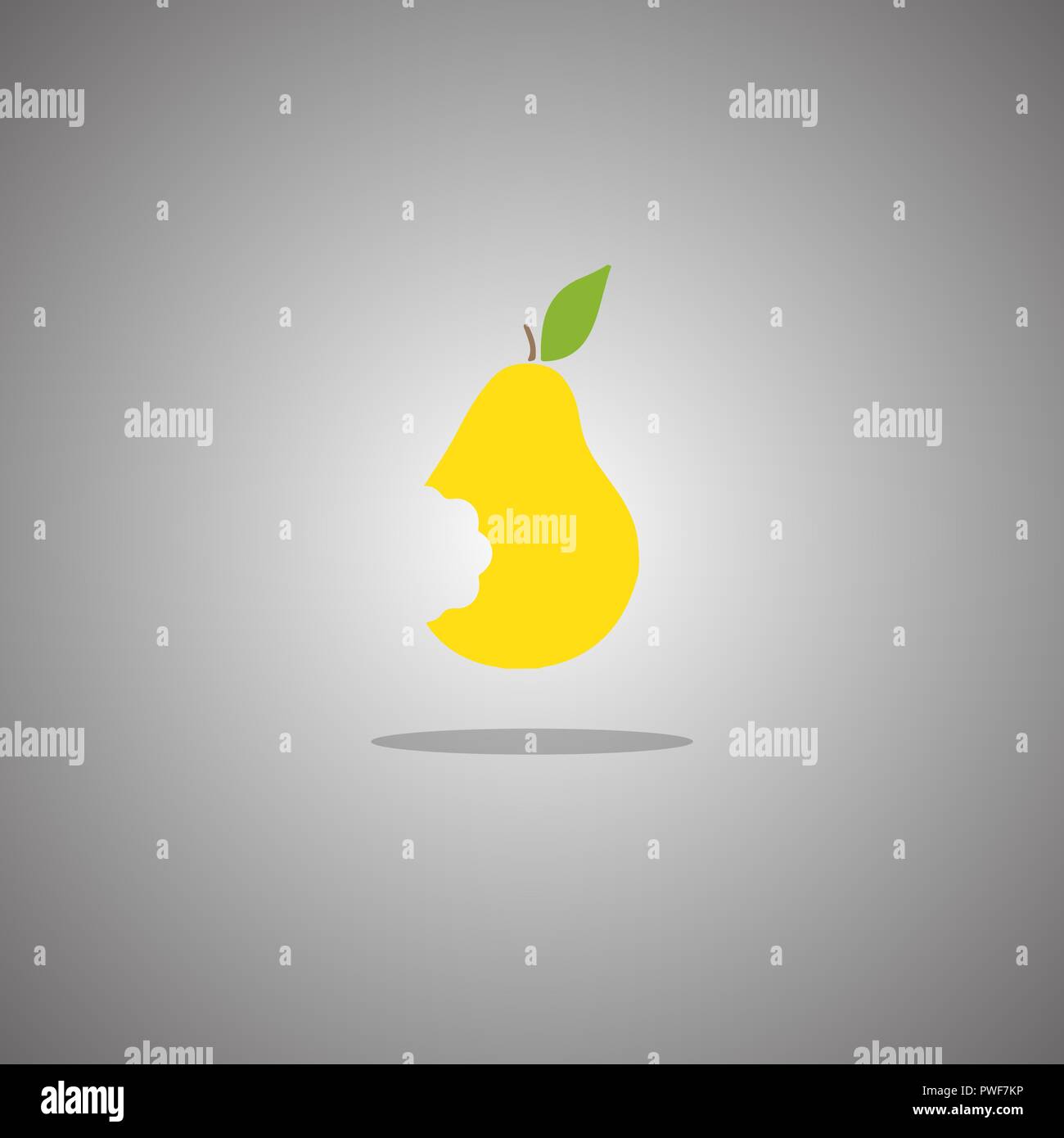 Bitten pear on a gray background with a gradient. Vector illustration ...