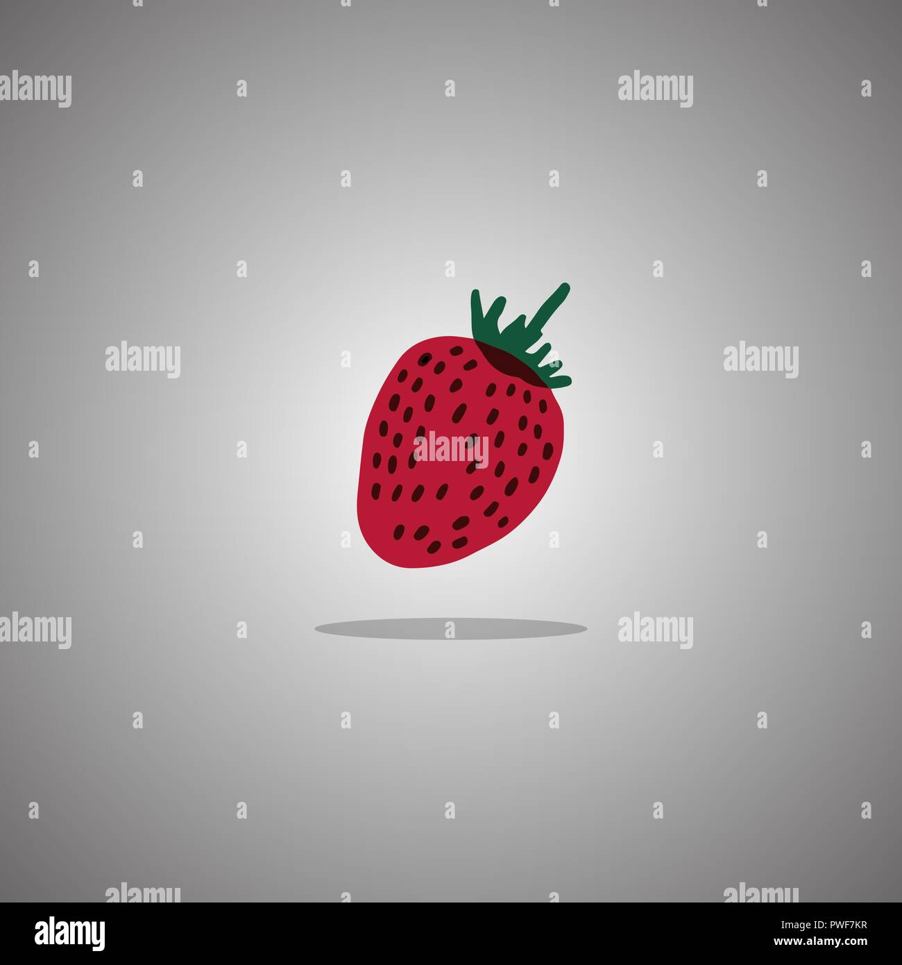 Strawberry on a gray background with a gradient. Vector illustration ...