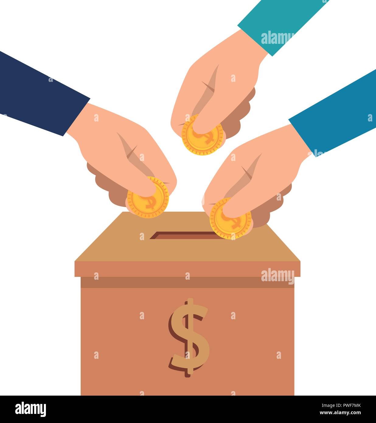 hands donating coins in box vector illustration design Stock Vector ...