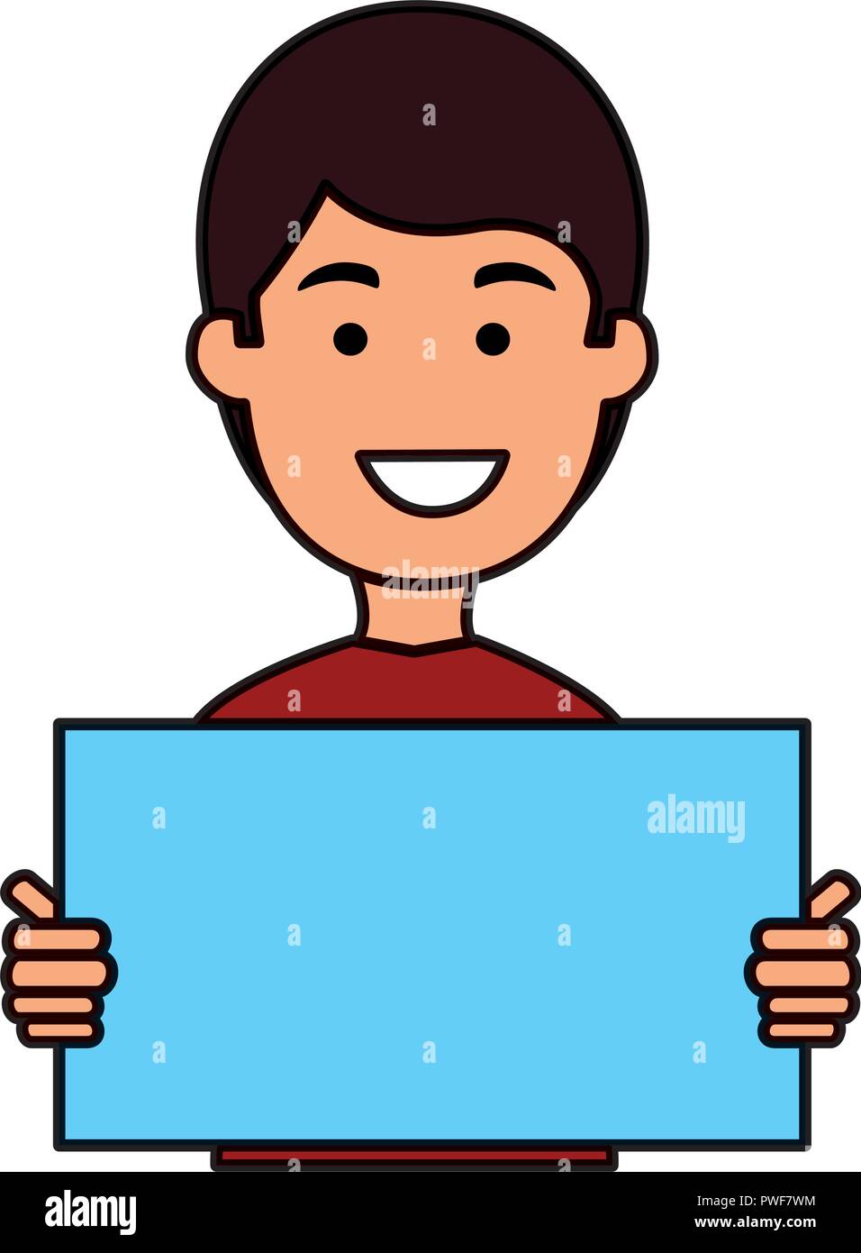 young man with label character vector illustration design Stock Vector ...