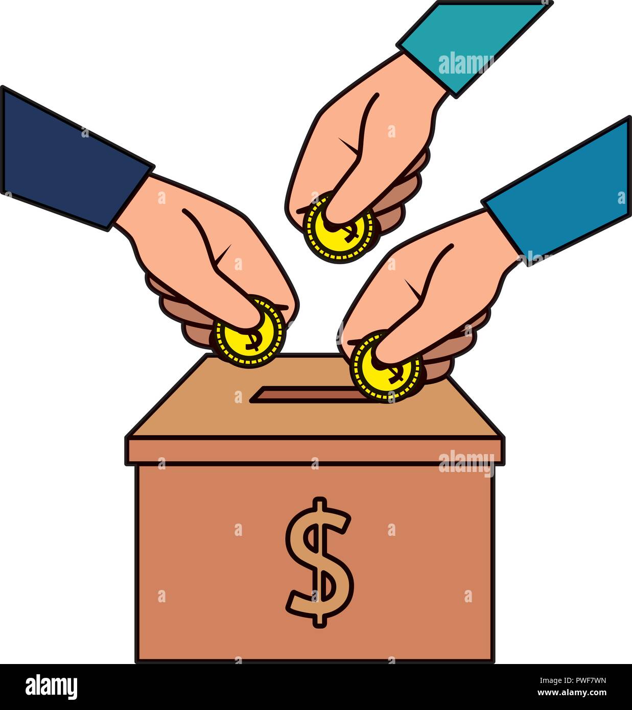 Coins in donate box vector hi-res stock photography and images - Alamy