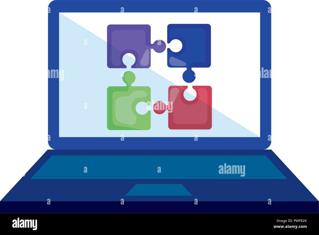 laptop with puzzle pieces vector illustration design Stock Vector Image ...