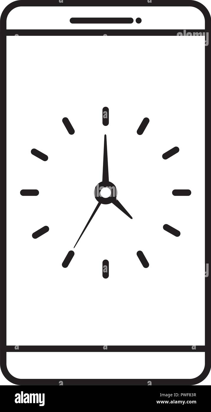 smartphone with time clock vector illustration design Stock Vector ...