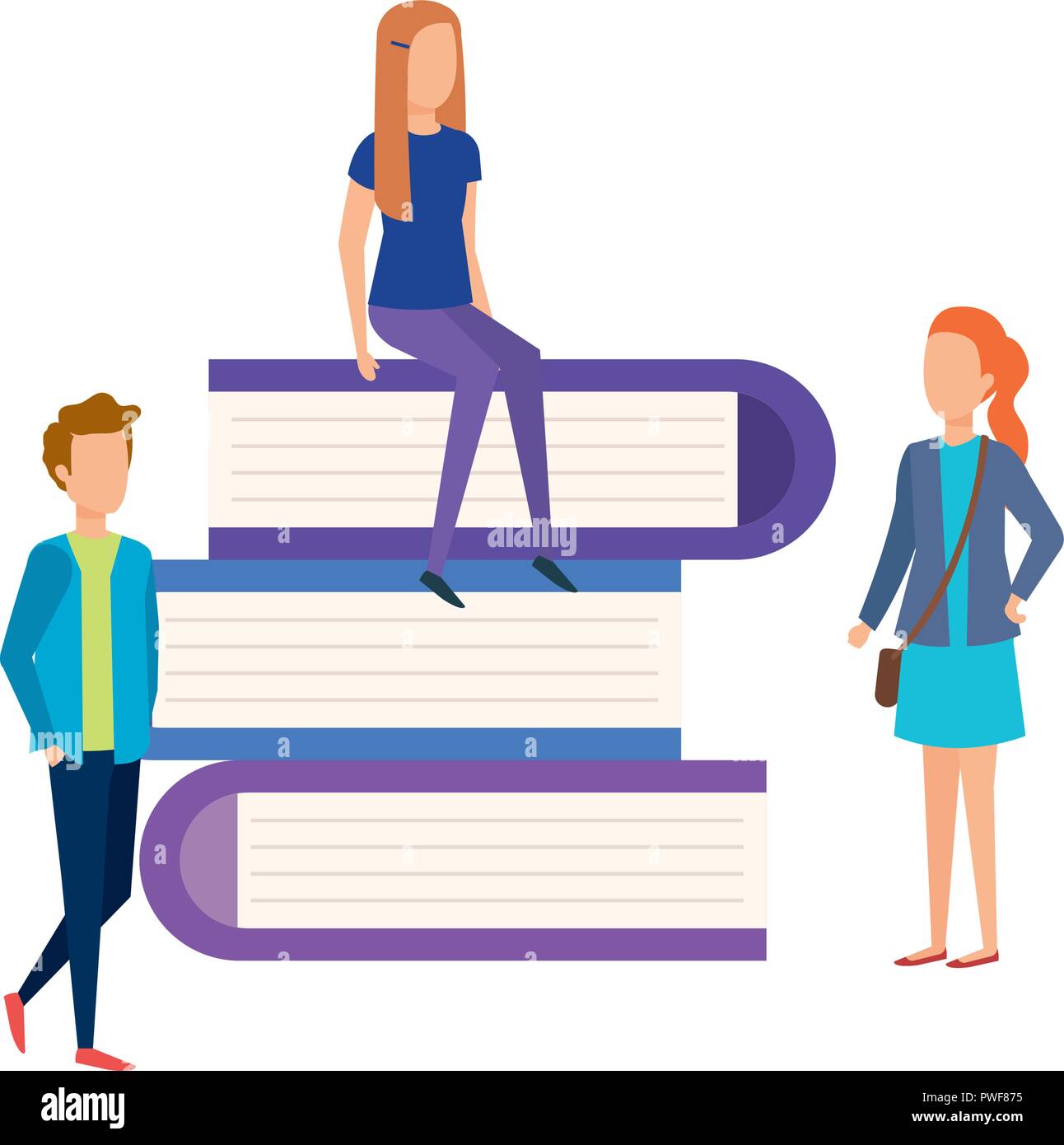Pile of books female Stock Vector Images - Alamy