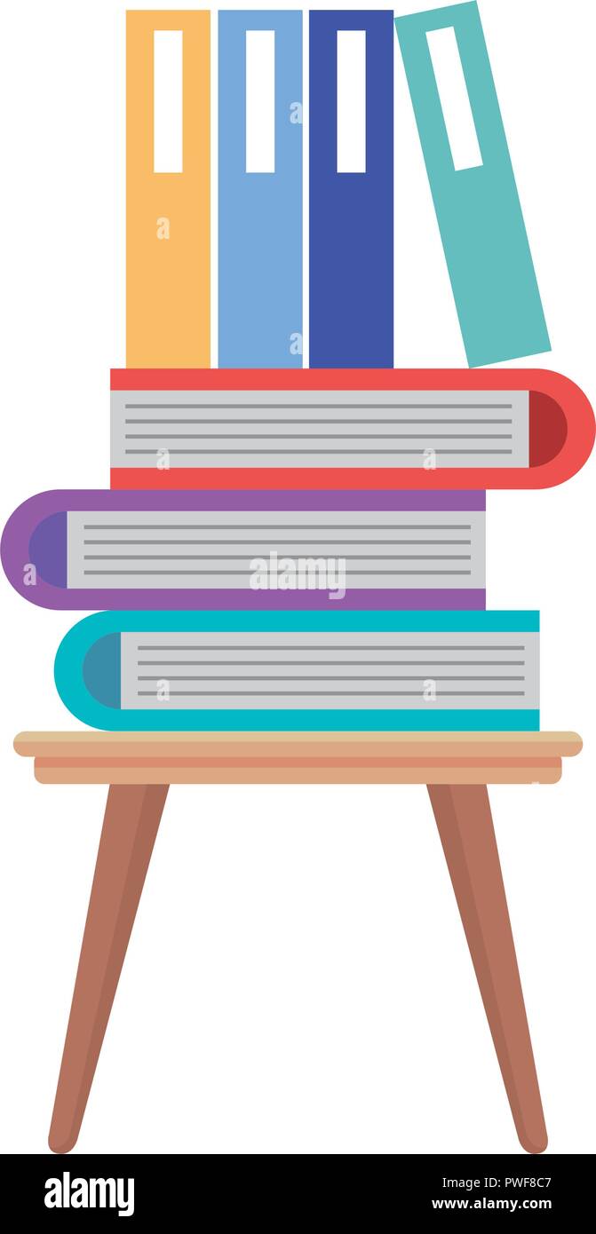 Collection books on wooden Stock Vector Images - Alamy