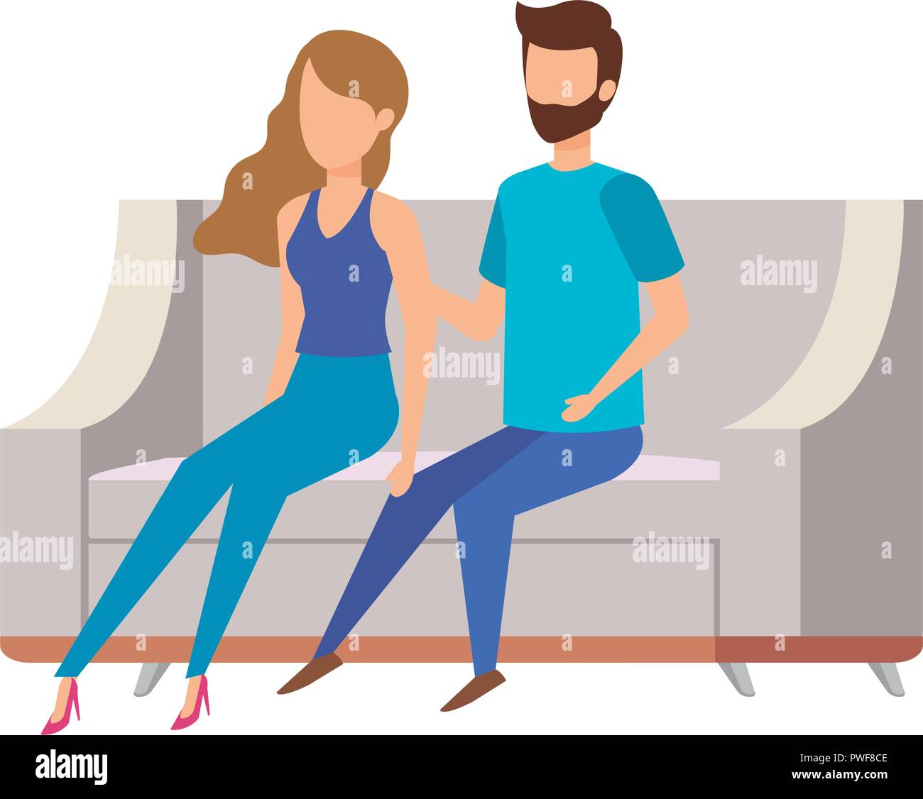 sofa livingroom with couple sitting Stock Vector Image & Art - Alamy