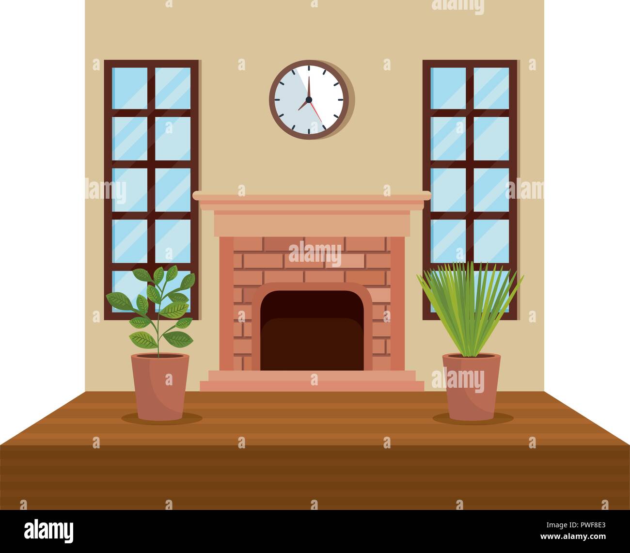 house chimney inside livingroom scene Stock Vector Image & Art - Alamy