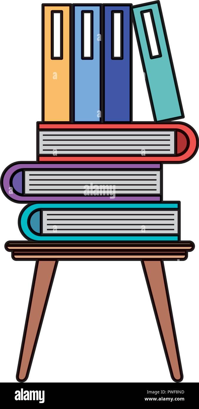 wooden chair with pile text books Stock Vector Image & Art - Alamy