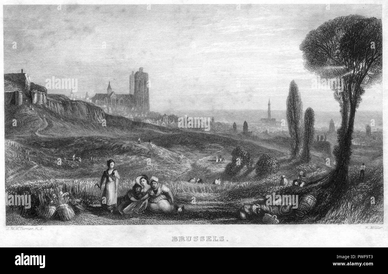 Brussels engraving by William Miller after Turner R519 Stock Photo - Alamy