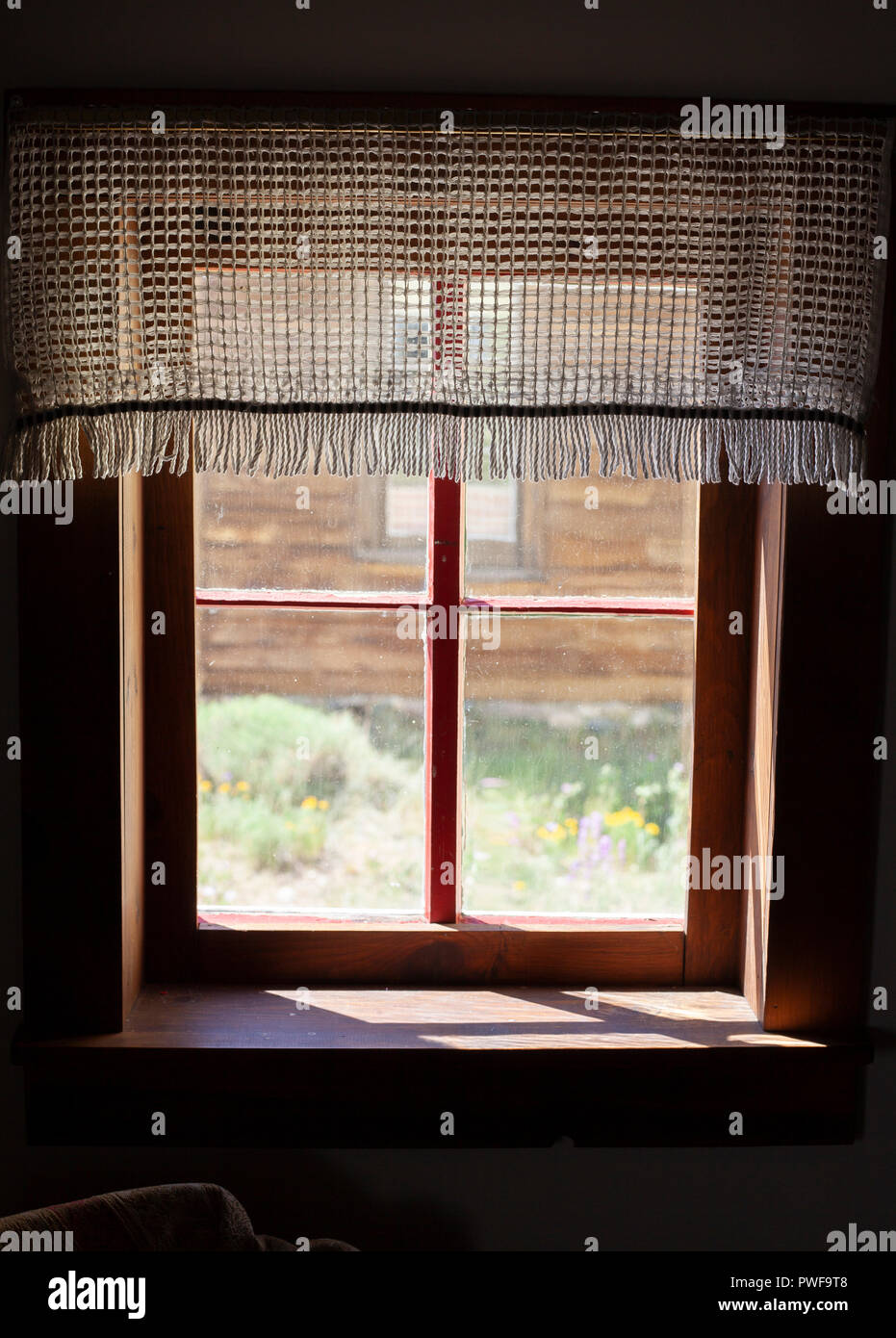 View from inside through window, South Park City, Colorado Stock Photo ...