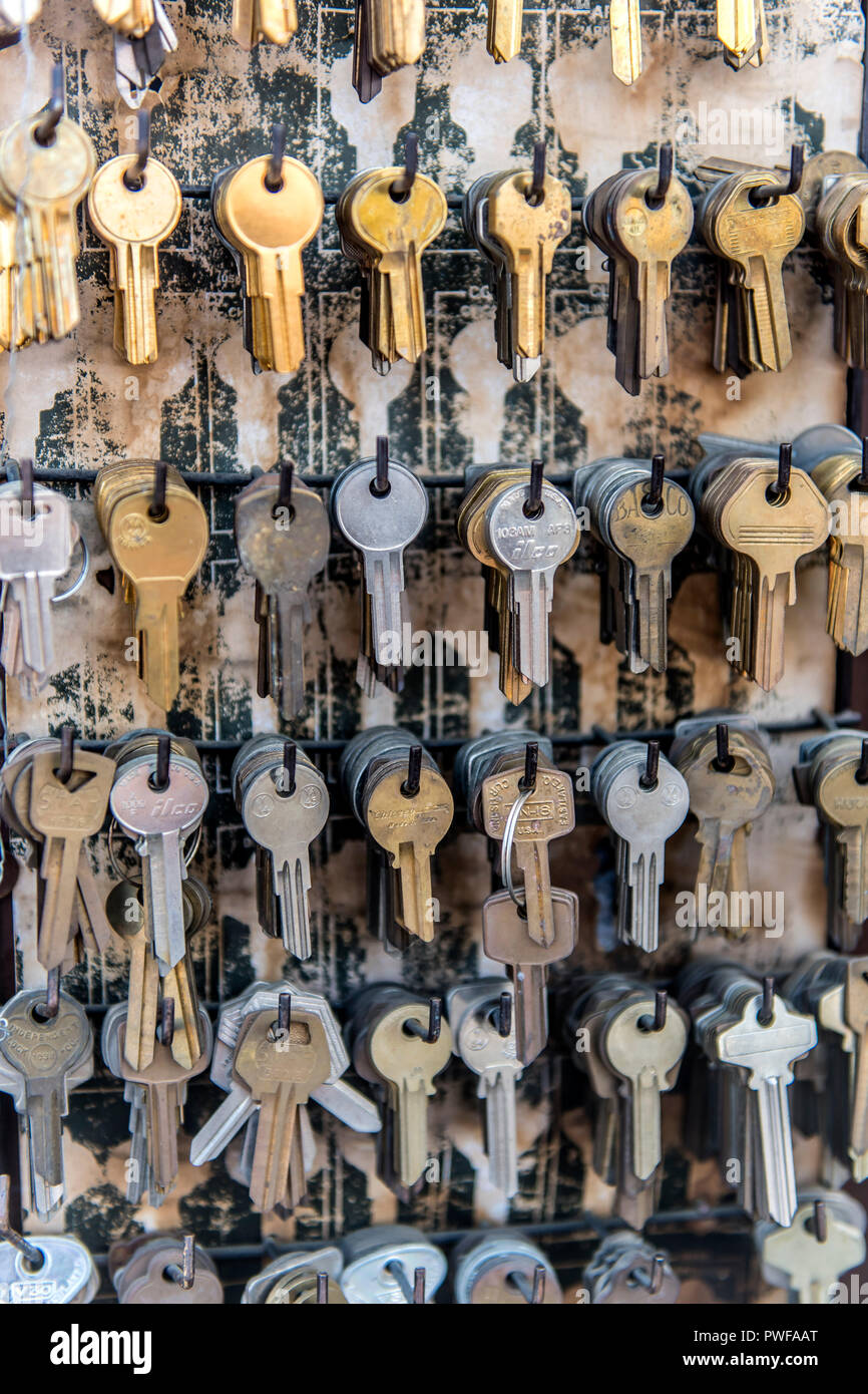 Collection of key blanks on sale in a flea market Stock Photo - Alamy
