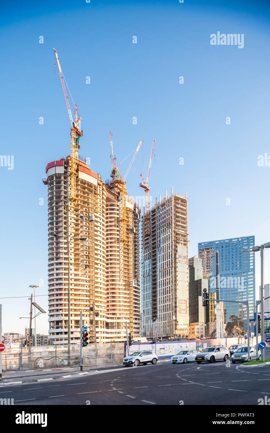 Israel, Tel Aviv - 26 September 2018: High rise buildings in ...