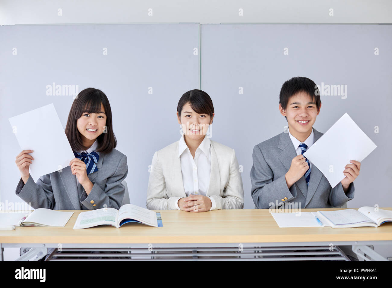 Japanese junior high students with teacher Stock Photo - Alamy