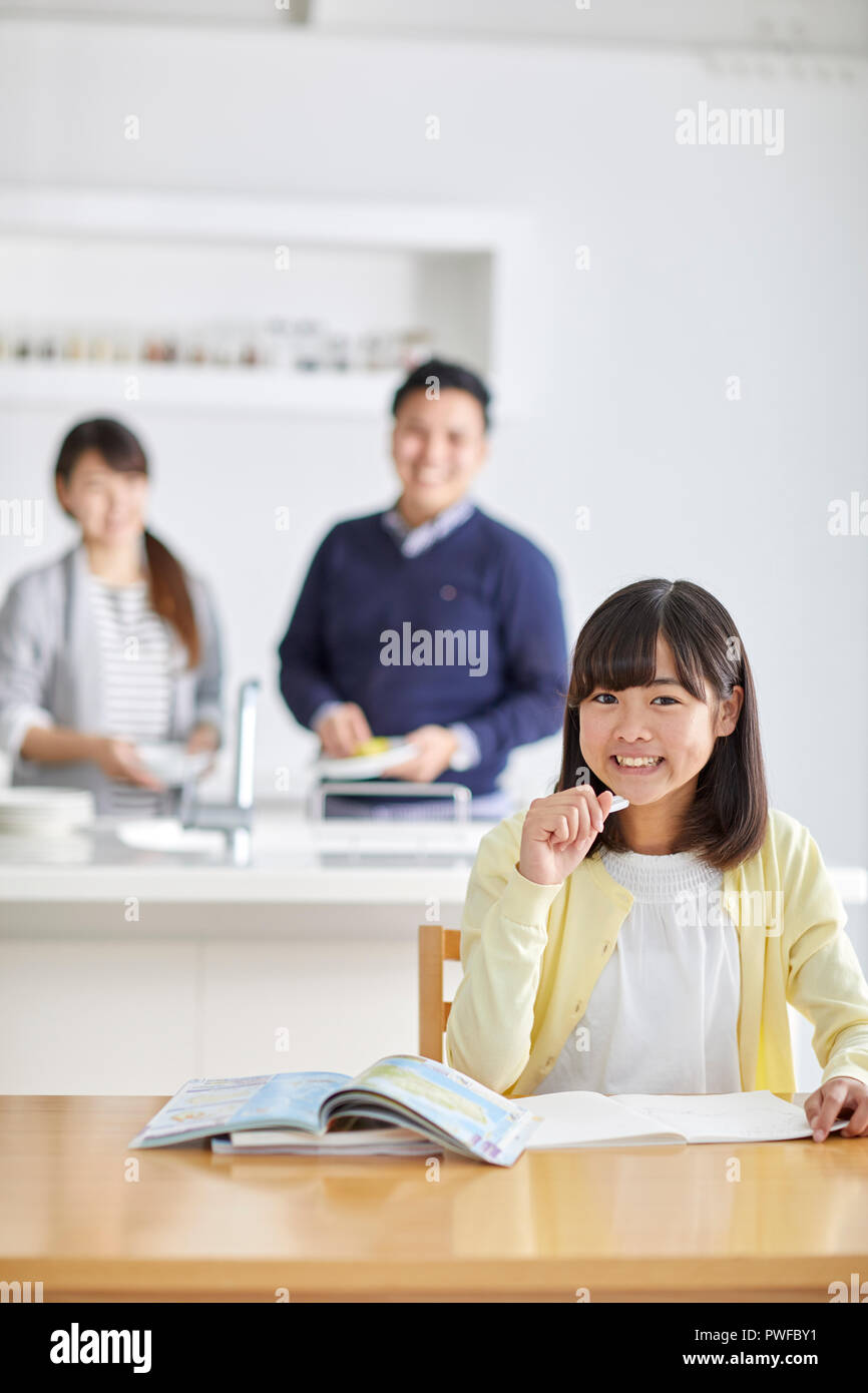 Japanese kid studying at home Stock Photo - Alamy