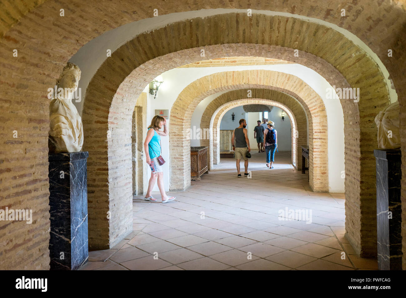 Cordoba, Spain - June 20: PEOPLE WALKING IN CORRIDOR OF HISTORIC ...