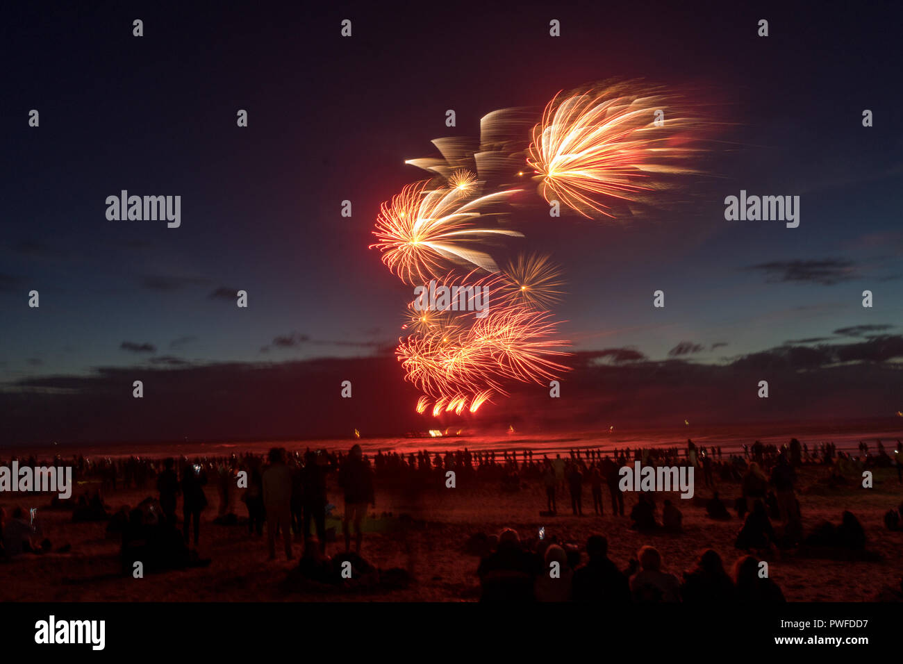 Annual summer fireworks event at Scheveningen beach in Den Haag, The ...