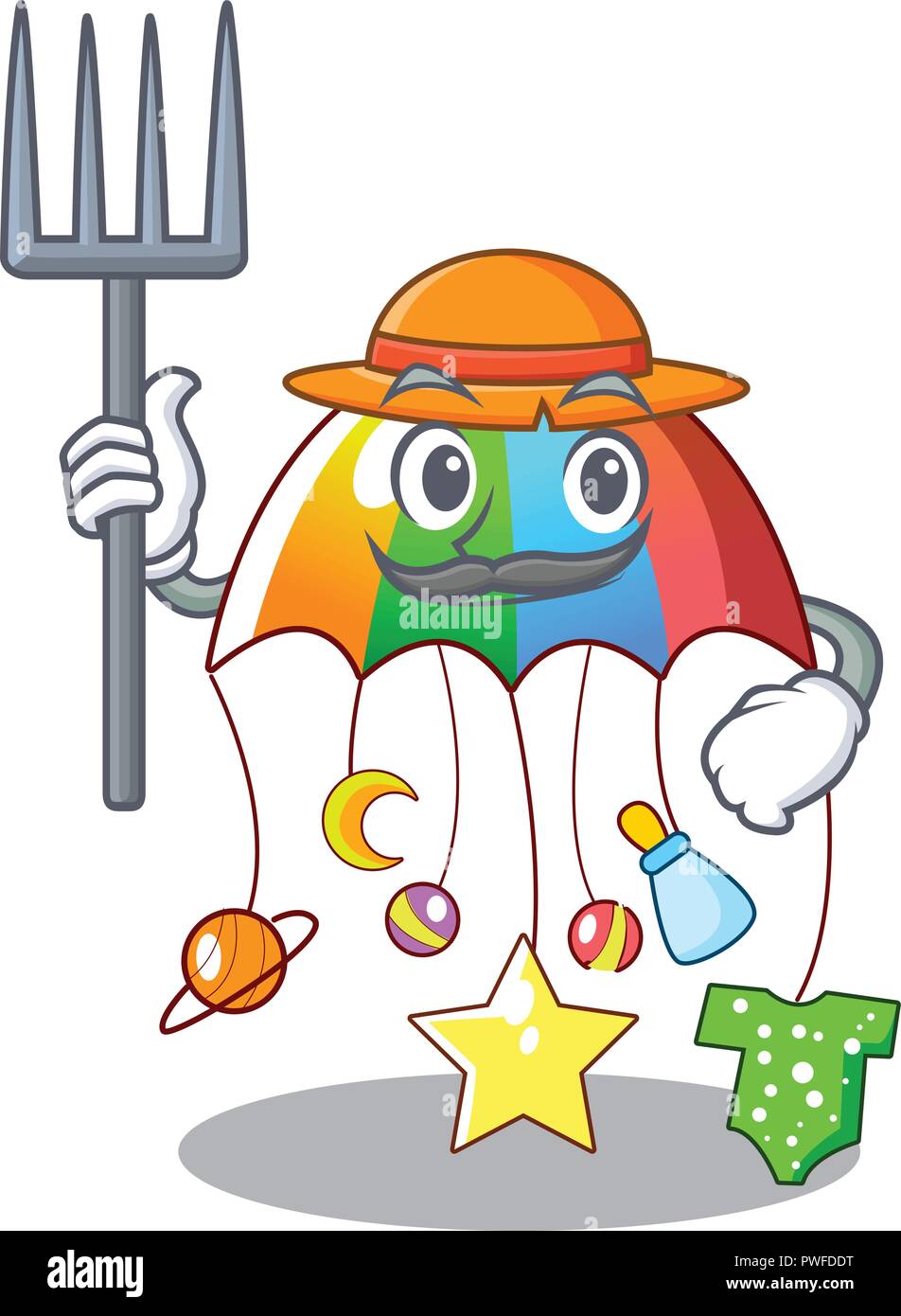 Farmer character hanging toy attached to cot Stock Vector Image & Art ...