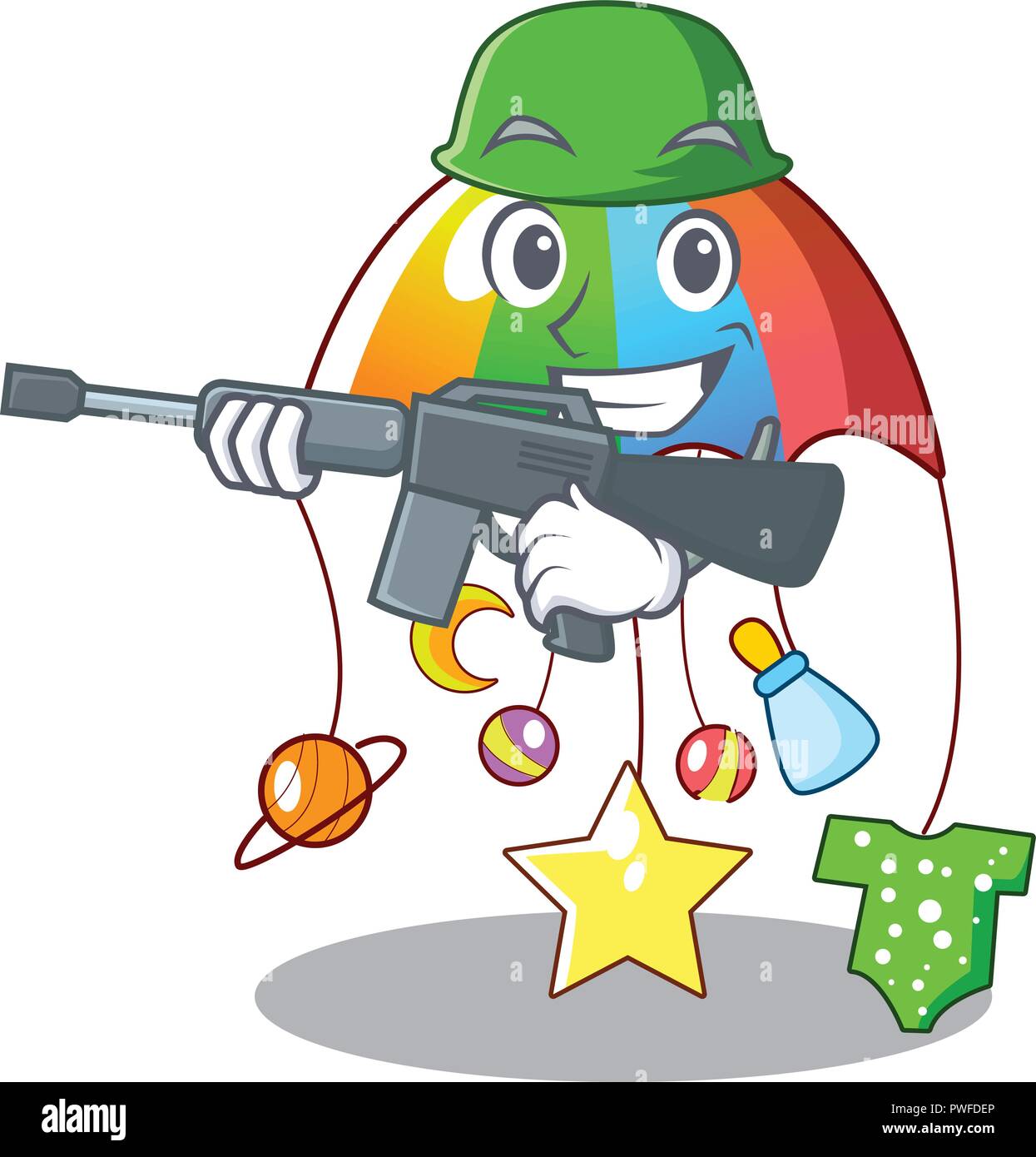 Army character hanging toy attached to cot Stock Vector Image & Art - Alamy