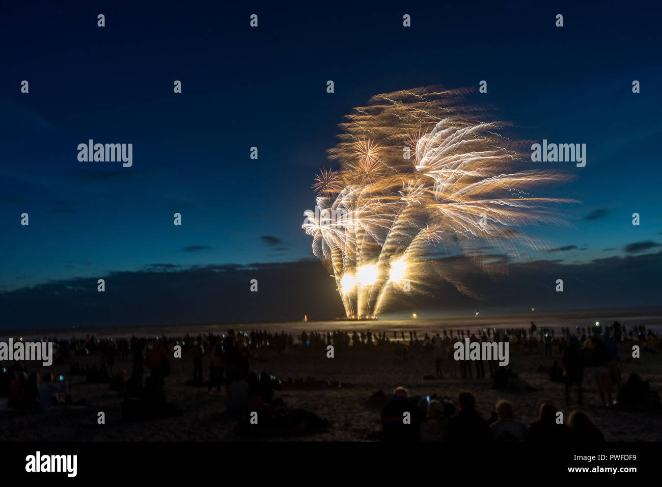 Annual summer fireworks event at Scheveningen beach in Den Haag, The ...