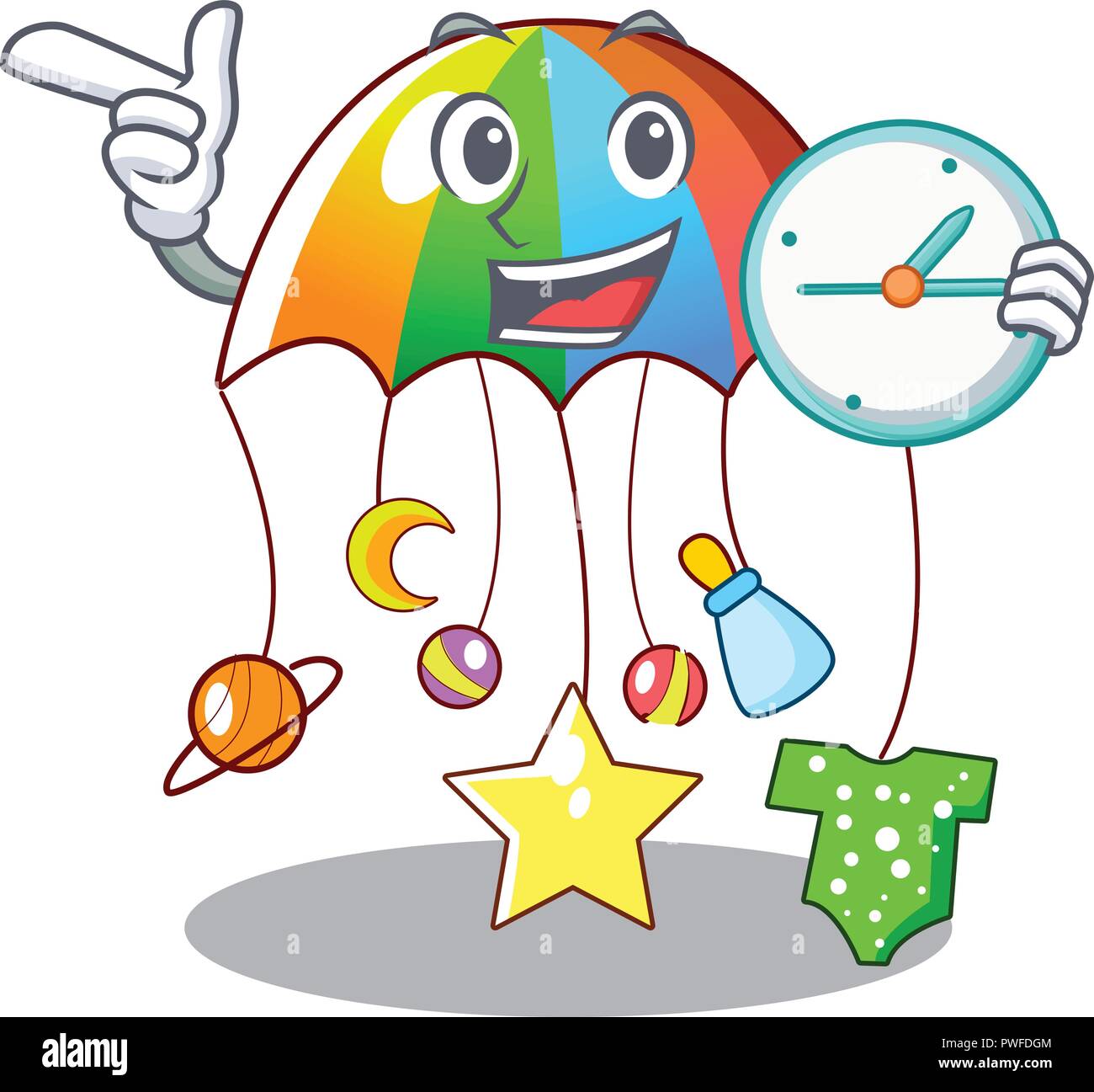 With clock cartoon hanging toys with baby carousel Stock Vector Image ...