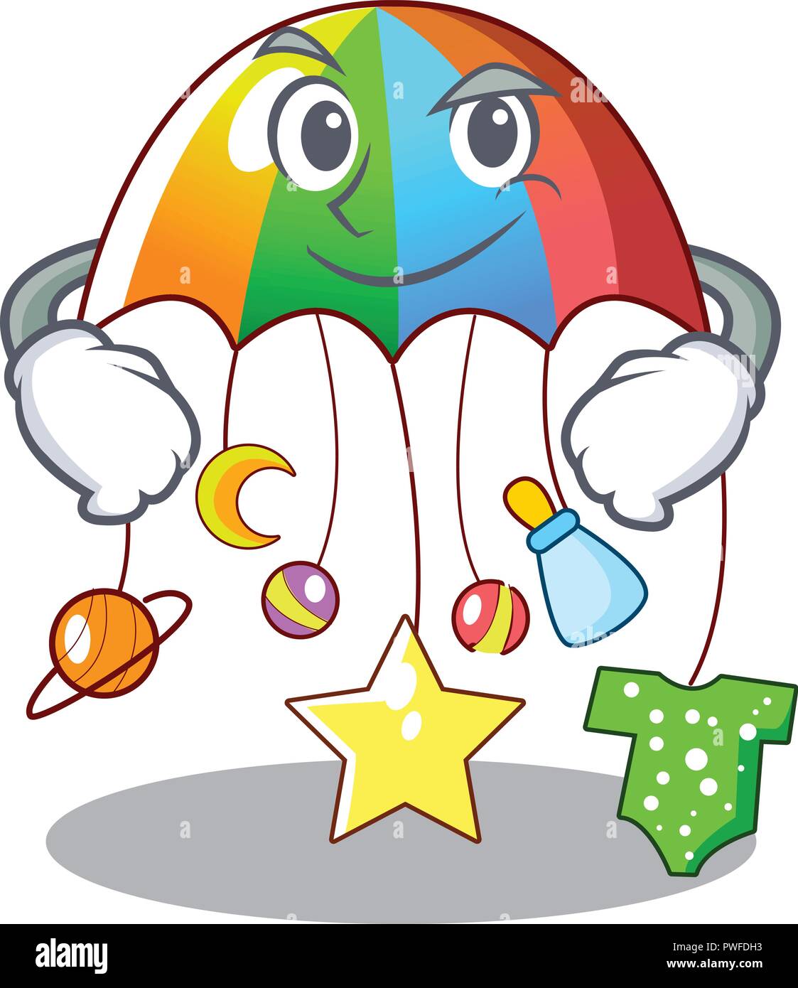 Smirking cartoon hanging toys with baby carousel Stock Vector Image ...