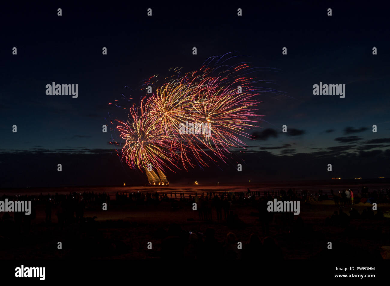 Annual summer fireworks event at Scheveningen beach in Den Haag, The ...