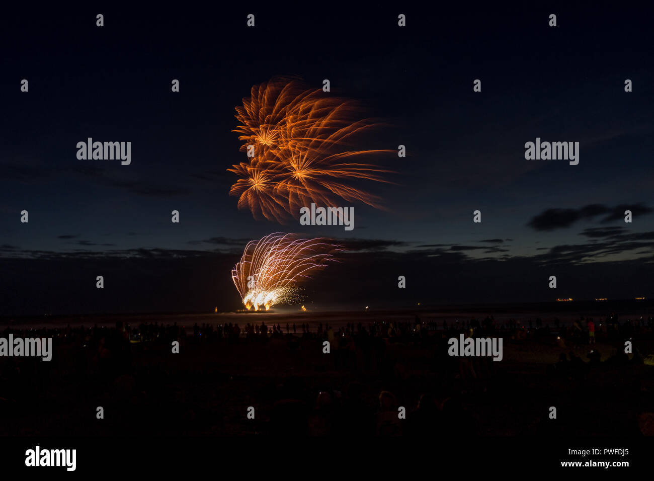 Annual summer fireworks event at Scheveningen beach in Den Haag, The ...