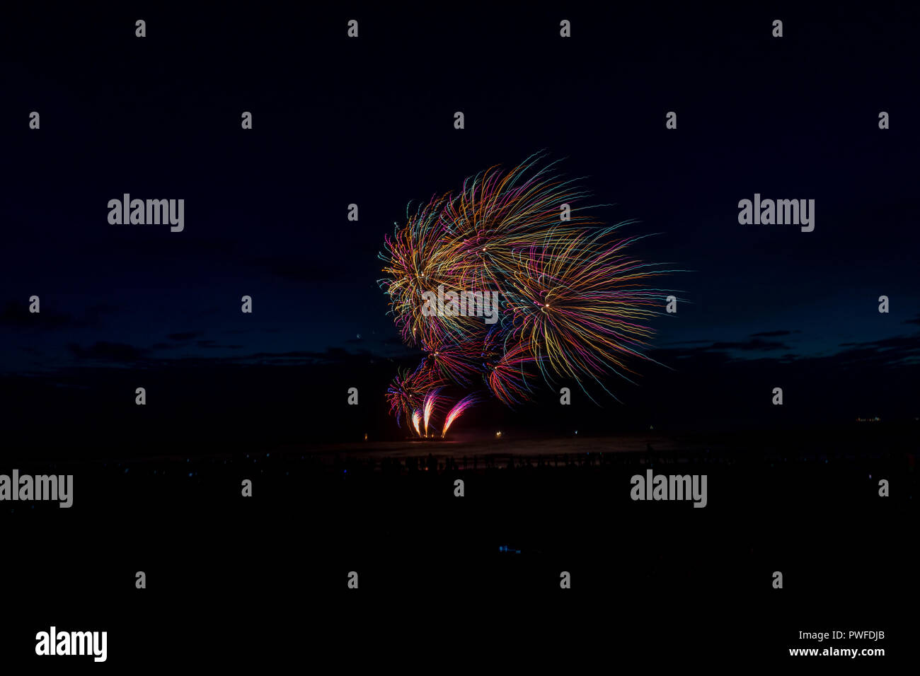 Annual summer fireworks event at Scheveningen beach in Den Haag, The ...